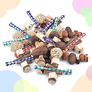 Bissap Large Parrot Chew Toys, 20.8in Bird Parrot Hanging Bite Wooden Blocks Cage Fun Toy for Macaw African Greys Cockatoo Eclectus Budgies Parakeet Cockatiel ect Large Medium Birds