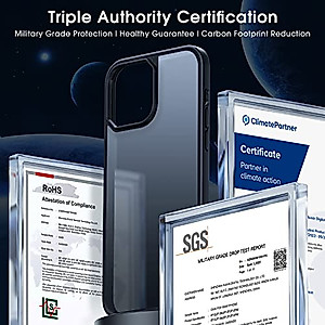 CASEKOO for iPhone 13 Pro Max Case KooShock, [10 FT Military Drop Protection] [Skin-Friendly Touch] Built-in Airbags and Rugged Matte Back, Thin Translucent Protective Case 6.7", Black