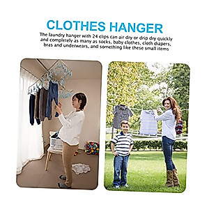 STOBAZA 1pc Drying Rack Metal Hangers Mounted Drying Rack Stainless Steel Hangers Sock Hangers with Clips Balcony Laundry Clip Clothes Drying Hanger Balcony Drying Rack Socks Clips Silver