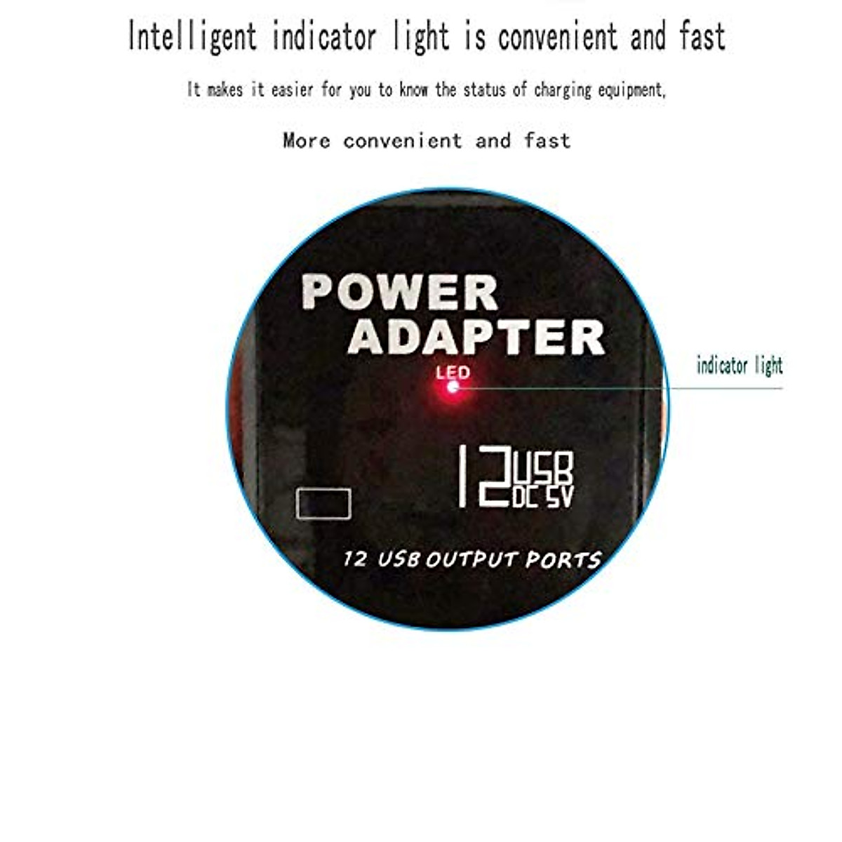 HOKC-N USB Charger, 60W 12-Port, USB Desktop Hub Wall Charger for iPhone, iPod, Galaxy and Other USB Multifunction Devices (Black)