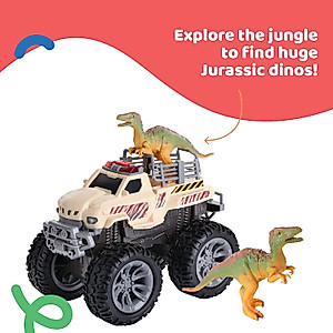 Dazmers Dinosaur Transport Monster Trucks Carrier with Lights and Sounds, Dino Truck Transporter Vehicle Toy, Jurassic Park Toys, Dinosaur Trucks for Boys 3 to 5 Years,