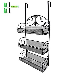 Giftgarden 3 Tier Over The Door Spice Rack, Wall Mount Hanging Spice Organizer for Cabinet Pantry Kitchen, Black
