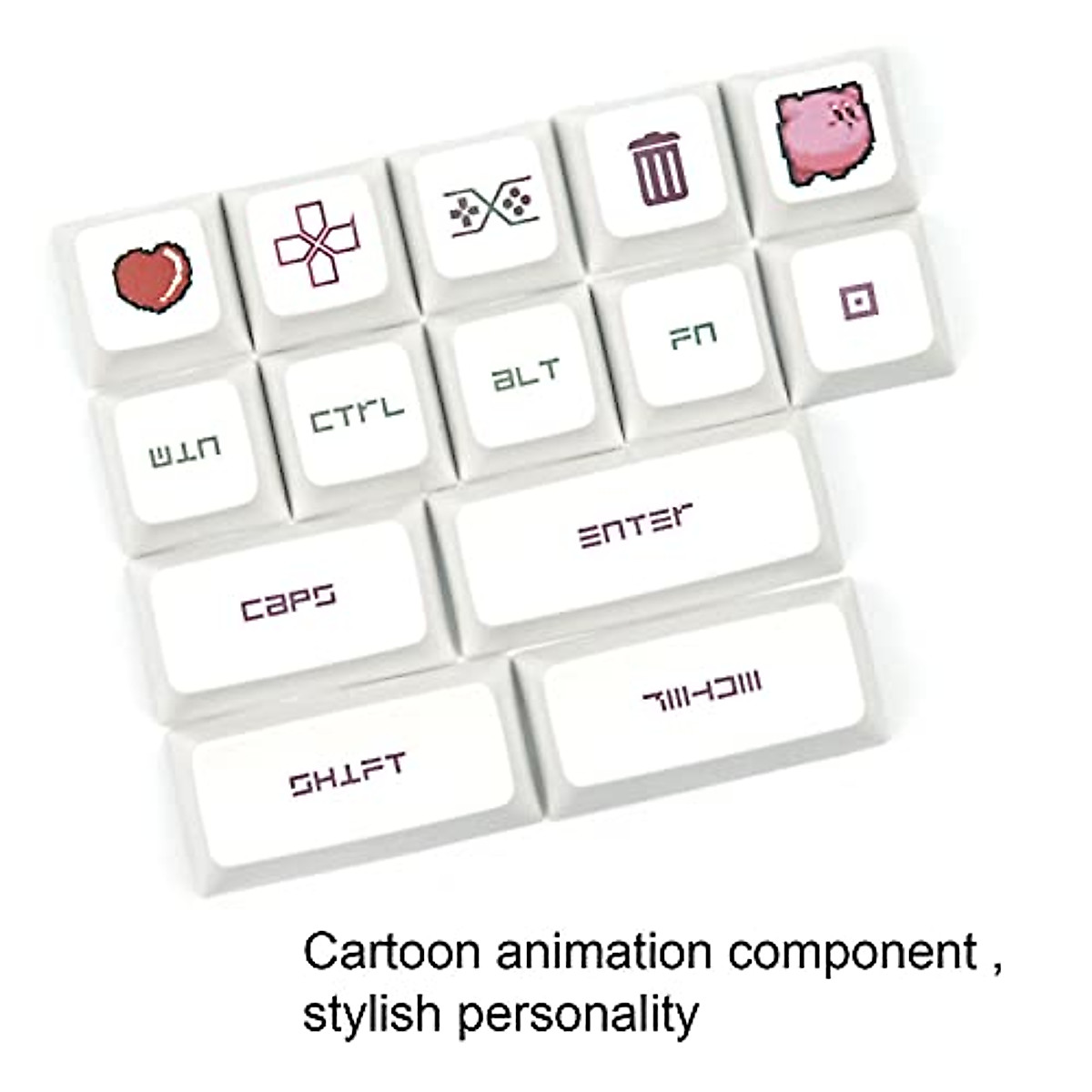 Yoidesu 118 Keys PBT Keycaps, Oil Resistant XDA Cartoon Keycap for General Mechanical Keyboard Gaming Keyboard Keycap with Shaft Puller(White)