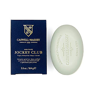Caswell-Massey Heritage Jockey Club Single Soap Bar, Scented & Moisturizing Bath Soap For Men & Women, Made In The USA, 5.8 Oz