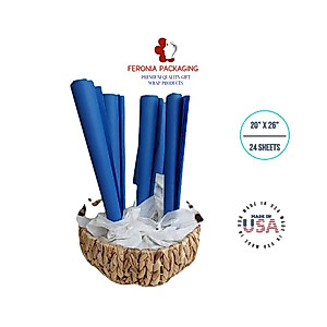 Dark Blue Tissue Paper Squares, Bulk 24 Sheets, Premium Gift Wrap and Art Supplies for Birthdays, Holidays, or Presents by Feronia packaging, Large 20 Inch x 26 Inch