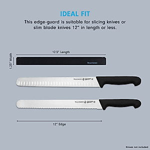 Messermeister 12” Slicer Edge-Guard, Black - Fashionable & Functional Knife Protector for Carving & Slim-Blade Knives - 2 Blade Entry Notches - 12.5” x 0.9375”