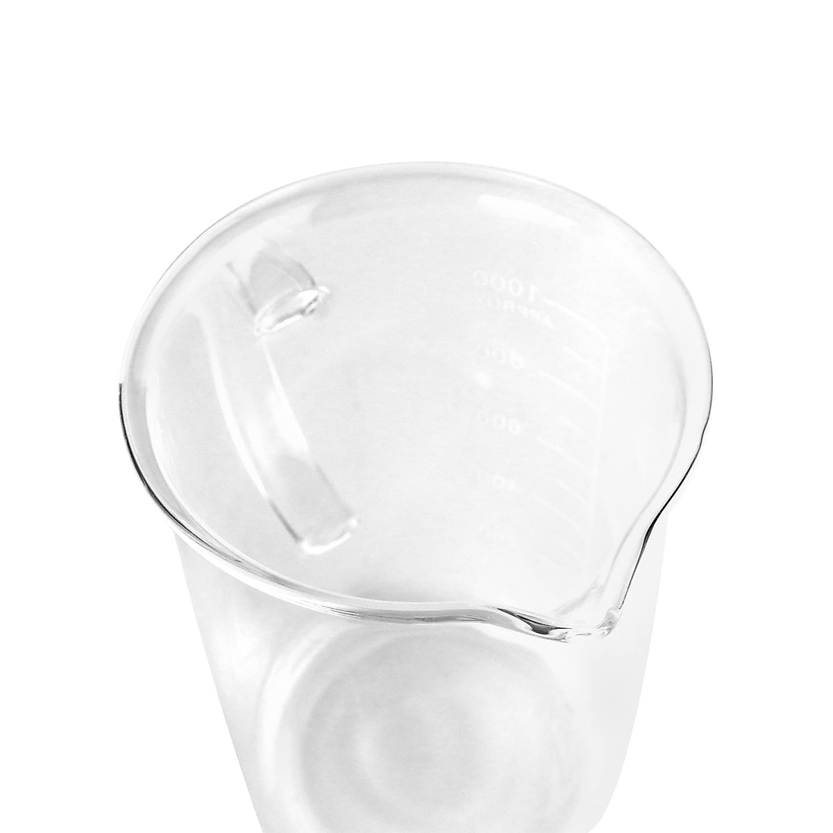 QWORK Beaker with Handle, 1000ml/33.81oz, Measuring Cup, Borosilicate Glass, Beaker Mug with Pouring Spout, 2 Pack
