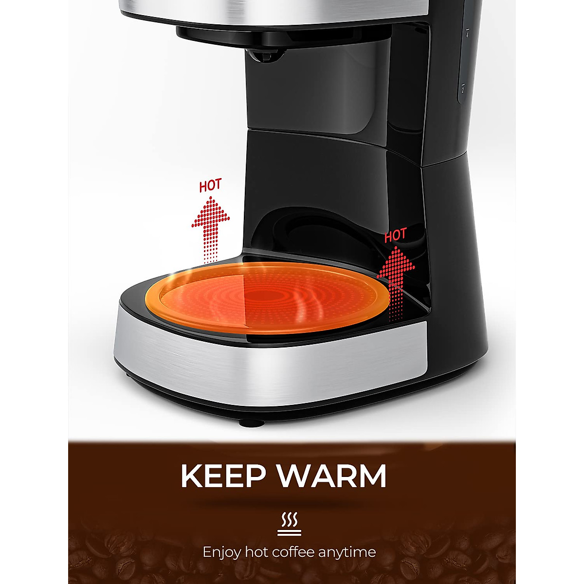 SIMOE Programmable Coffee Maker, 12-Cup Coffee Machine with Timer and Glass Carafe, Keep Warm, Brew Strength Control, Anti-Drip System, Black with Stainless Steel