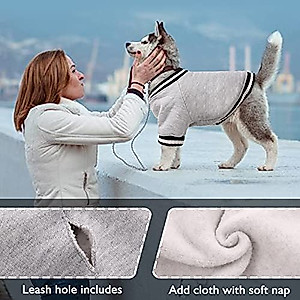 Kuoser Dog Sweater, Stretchy Pullover Fleece Dog Coat Jacket, Soft Thickening Warm Pup Dog Knitwear Sweatershirt, Windproof Winter Dog Coat Apparel Outfit with Leash Hole for Small Medium Dogs Cats