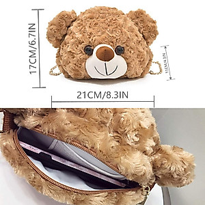 Womens Cute Plush Crossbody Shoulder Bag Fluffy Chic Plush Wallet Purse Furry Handbag with Chain