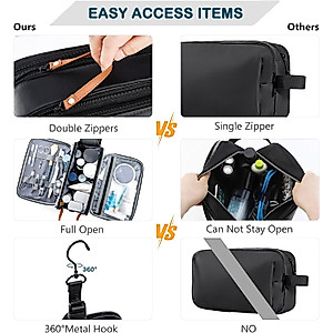 BAGSPRITE Large Toiletry Bag for Men, Women Travel Bag with Hanging Hook, Water-resistant Makeup Cosmetic Bag Shaving Kit Organizer, Bathroom Bag for Traveling