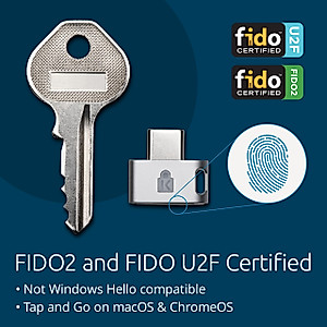 Kensington FID0 U2F and FIDO2 USB-C Security Key and Fingerprint Reader - Windows, macOs, Chrome