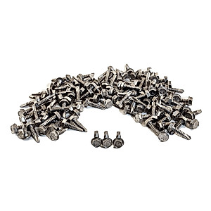Stainless #10 X 3/4" Tek Screw (100 pcs)) Hex Washer Head Self Drilling Sheet Metal Tek Screws with Drill Point, 410 Stainless Steel, Self Driller, 100 Pieces