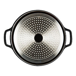MasterPan 7 Quart Non-Stick Cast Aluminum Dutch Oven Casserole Stockpot 11", Black