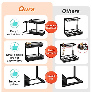 PXRACK Under Sink Organizer 2 Pack Under Sink Organizers and Storage, 2 Tier Pull Out Cabinet Organizer Slide Out Shelf, Kitchen Drawer Organizer Under Bathroom Sink Organizer