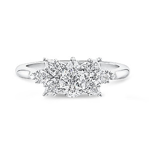 YDD 1/2 Carat Pear-Shaped Cluster Moissanite Engagement Ring for Women, 10k White Gold Teardrop Wedding Promise Ring for Her Anniversary Free Engraved