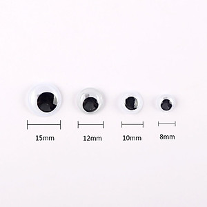 GSHLLO 200 Pcs Black Round Plastic Eyes Sew On Wiggle Eyes Back Sewing Eyes Animal Craft Eyes Button Stuffed Animal Making Supplies for Puppet 8 mm