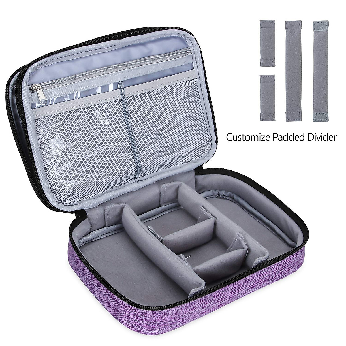 Teamoy Travel Makeup Brush Case(up to 8.8"), Professional Makeup Train Organizer Bag with Handle Strap for Makeup Brushes and Makeup Essentials-Medium, Purple(No Accessories Included)