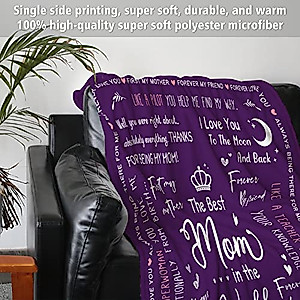 BeneCharm Gifts for Mom, Mothers Day Blanket Gifts for Mom 60"x50" - Mom Birthday Gifts from Daughter Son, I Love You Mom Gifts Soft Cozy Throw Blanket (Purple)