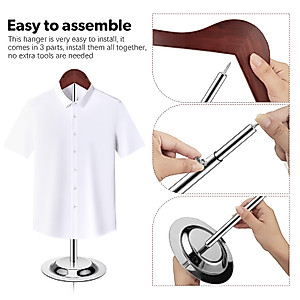 T Shirt Display stand for Vendors, Adjustable Tshirt Shoulder Stand, Portable Hanging wooden Clothes Rack, Flexible Hanger Rack for Clothing Dress Jacket Coat Retail, Height 18.5-31.5 Inch (1 Pcs)