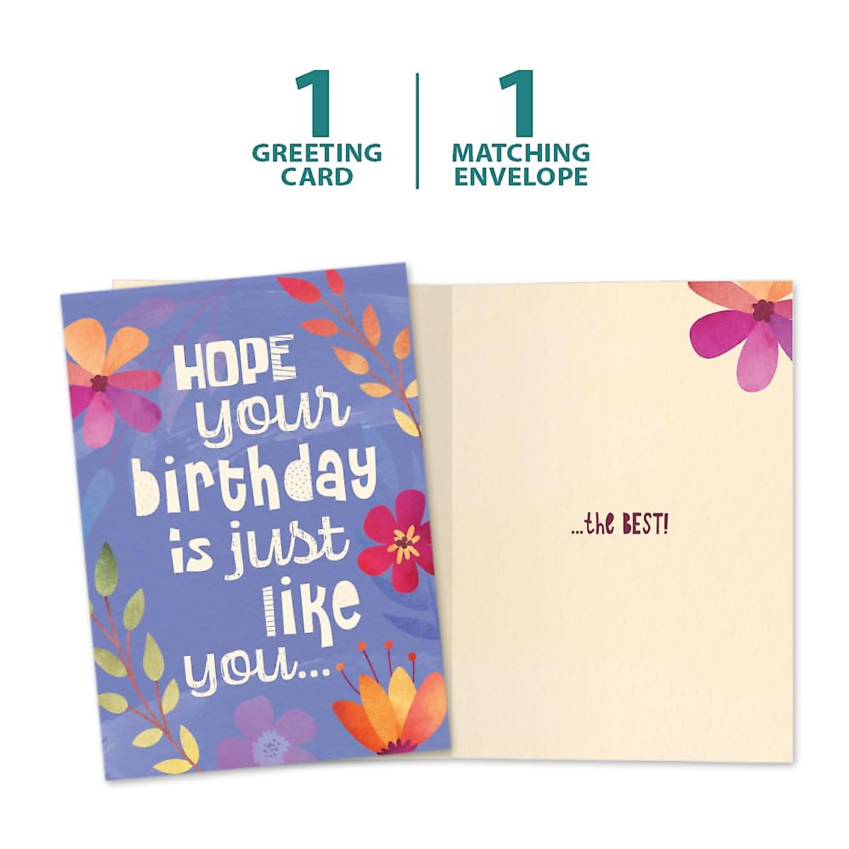 Tree-Free Greetings - Birthday Cards - Artful Designs - 1 Card + Matching Envelopes - Made in USA - 100% Recycled Paper - 5"x7" - The Best (GO61207)