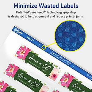 Avery Printable Address Labels with Sure Feed, 1-1/3" x 4", Matte Clear, Permanent Adhesive, Inkjet Printers, 140 Blank Mailing Labels, Great for Mailing, Product Labels, Jar Labels, and More (18662)