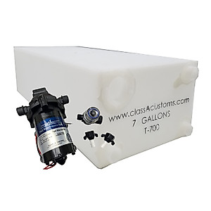 Class A Customs | 7 Gallon RV Concession Fresh Water Tank with 12 Volt Water Pump | T-0700-PUMP