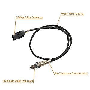 LSU 4.9 Lambda WideBand O2 Oxygen Sensor | for AEM 30-4110 30-0300 30-0310 - X Series AFR Inline Controller - UEGO A/F Ratio Wideband 02 Gauge | Replace# 17025, 0258017025