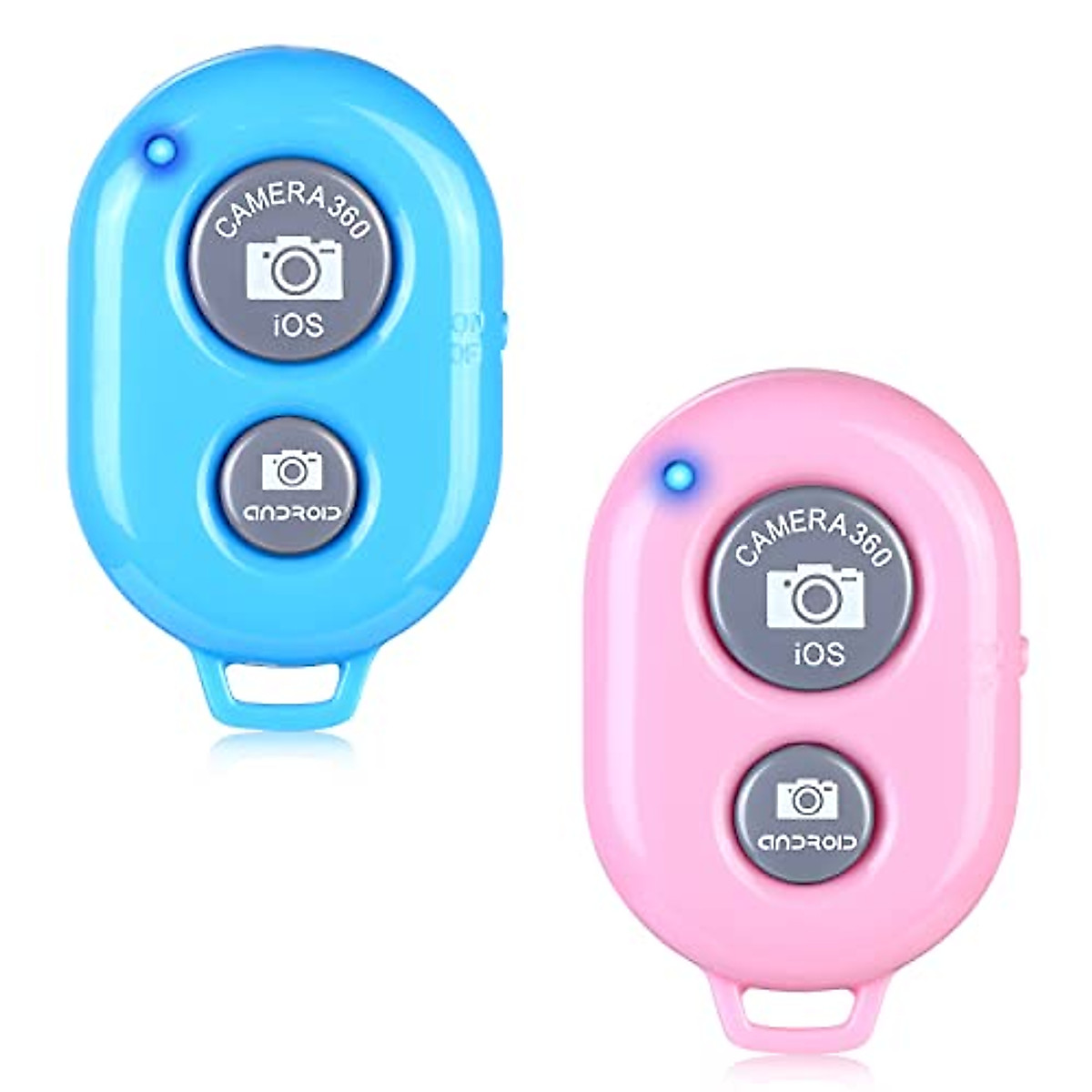 2 Pack Wireless Camera Remote Control - Wireless Remote for iPhone & Android Phones iPad iPod Tablet, Clicker for Photos & Videos - Blue&Pink