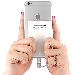 Attom Tech 2500mAh Power Bank Mini,Back-up Phone Battery Pack Ultra Slim,Pocket Size Thin External Phone Battery Pack Emergency Phone Power Built-in Charging Cable for Android Micro USB and Apple(WHT)