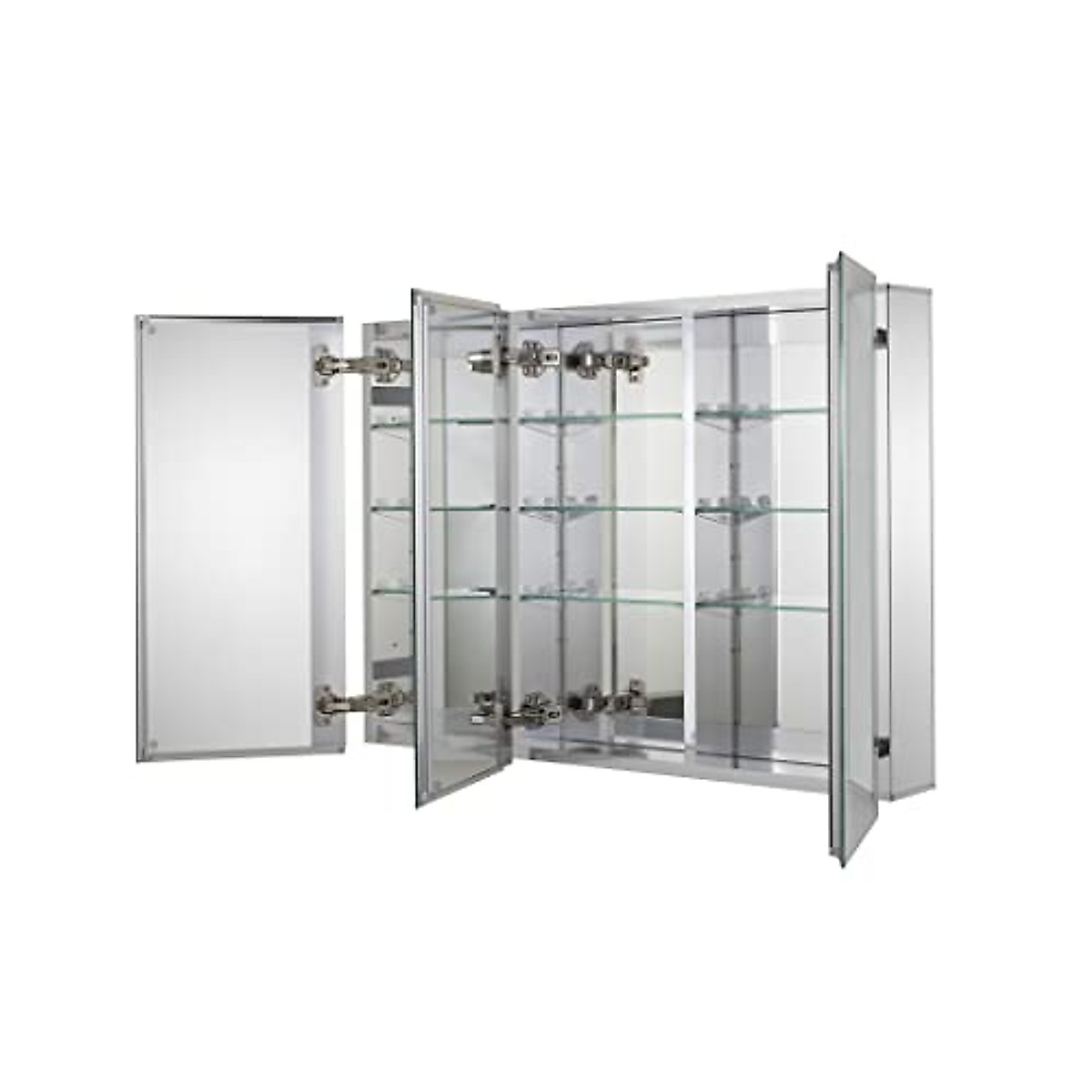 Croydex Brantley Tri-View Recessed or Surface Mount, Hang 'n' Lock Easy Installation Medicine Cabinet, 36W x 26H, Aluminum