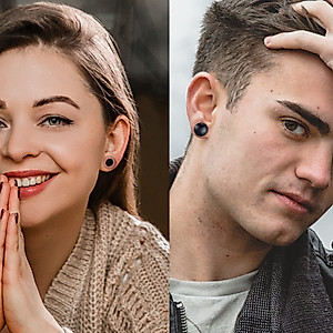 Longbeauty 12pcs Wood Ear Tunnels Plugs Black Brown Natural Organic Ear Gauges Stretchers Body Piercings 1/2 inch