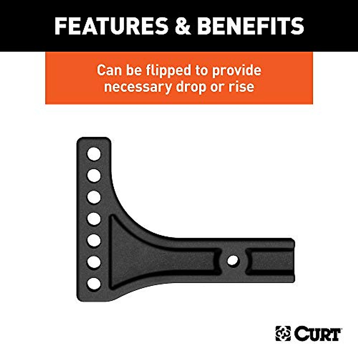 CURT 17131 Replacement Weight Distribution Hitch Shank, 2-1/2-Inch Receiver, 2-Inch Drop, 6-Inch Rise , Black