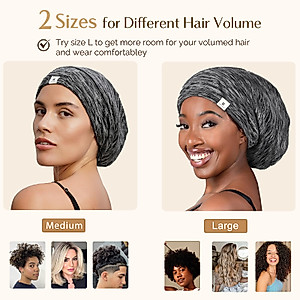 YANIBEST Silk Satin Bonnet Hair Wrap for Sleeping - Adjustable Stay on Silk Lined Slouchy Beanie Hat for Curly Hair and Braids