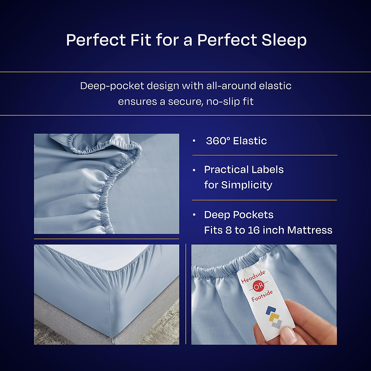 California Design Den 1000 Thread Count Queen Size Sheet Set, Winner Architectural Digest Best Sheet, Luxury 100% Cotton Sateen, Softer Than Egyptian Cotton (Blue)