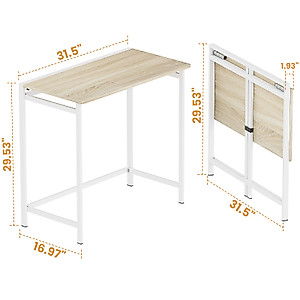 Elephance Folding Desk No Assembly Required 31.5" Small Foldable Computer Desk for Small Spaces, Space Saving Study Writing Office Desk Foldable Table for Home Office Beige