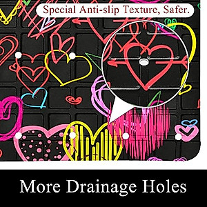 Bath Tub Shower Mat - Anti-Slip PVC Material 15.1x26.8 in, Gentle Cushioning Quick Drying Suction Cups Reliable Solution - Hand Drawn Simple Hearts Non-Slip Floor Mat