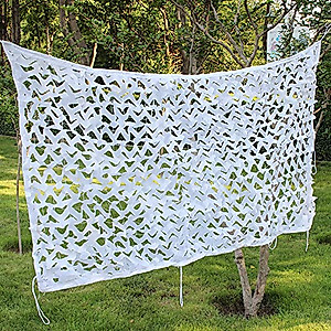 HYFAN White Camo Netting Camouflage Accessories for Decoration Sunshade Blind Camping Hunting Military (3 x 6 M)