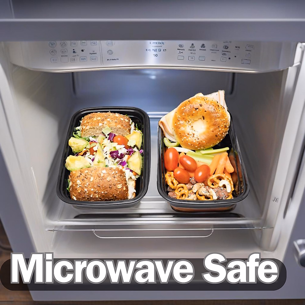 Generic BUHAYA Meal Prep Food Container with Lid, 58oz, 10 Sets/Pack - One Compartment Disposable Bento Boxes with lids- Stackable - Freezer Safe Plastic Bento Boxes To Go - BPA Free, Large, Black