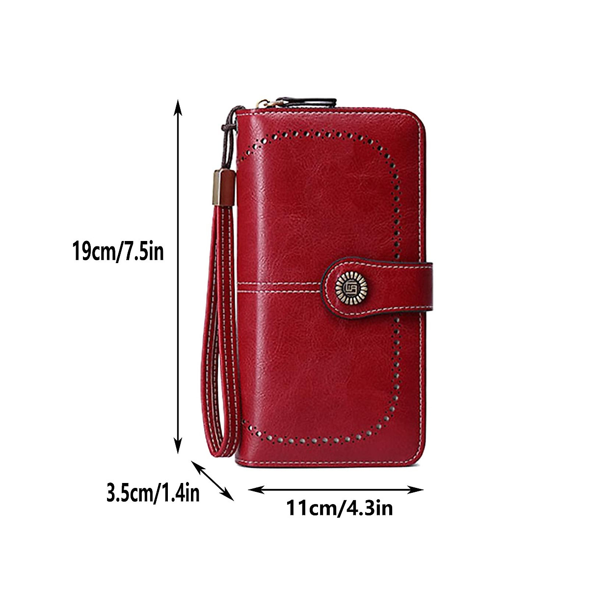 Ladies Wallet Leather Long Multifunction Clutch Wallet Retro Wax Leather Ladies Wallet
