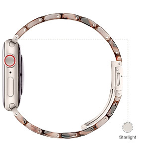 Pleixiu Compatible With Apple Watch Band 38mm 40mm 41mm (42mm-Series 10) Lightweight Resin For iwatch Ultra 2 1 Series 10 Series SE Series 9 8 7 6 5 4 3 2 1 Apple Watch Bands for Women Men-Tortoise Flower for Starlight