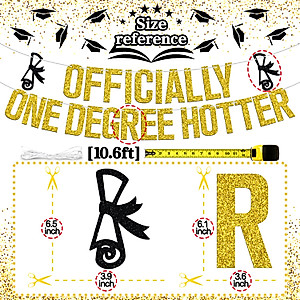 Officially One Degree Hotter Banner, Congrats Grad/Big Degree Energy, 2024 High School/College/Senior Graduation Party Decorations Supplies