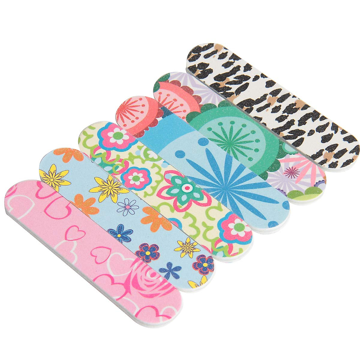 SBYURE 48 Pcs Colorful Girly Nail File,Double Sided Natural Emery Board Set Bulk for Women,Cosmetic Manicure,Color Random