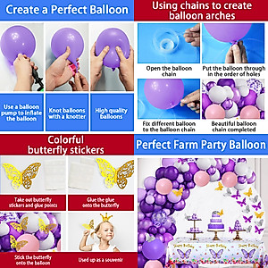150pcs Butterfly Birthday Party Decorations for Girl-Purple Pink Balloons Garland Kit Butterfly Tablecloth 36pcs Butterfly Stickers for Baby Shower Decorations for Girl Birthday Party Supplies Decor.