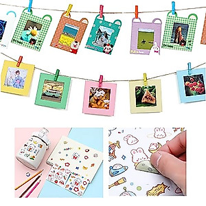 GEMHOPE Camera Accessories Colorful Bundle Kit Compatible with Fujifilm Mini 9/8/90/70/11 12 Accessory Include Film Sticker, Desk Frames, Hanging Frame, Strap, Clips (Colorful)