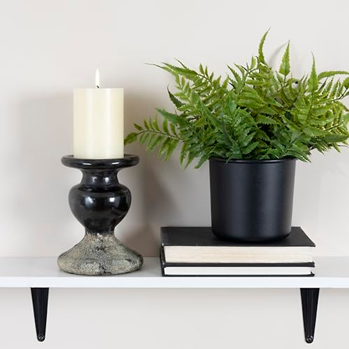 Creative Co-Op 2-Tone Sculptural Terracotta Pillar Candle Holder, Distressed Black