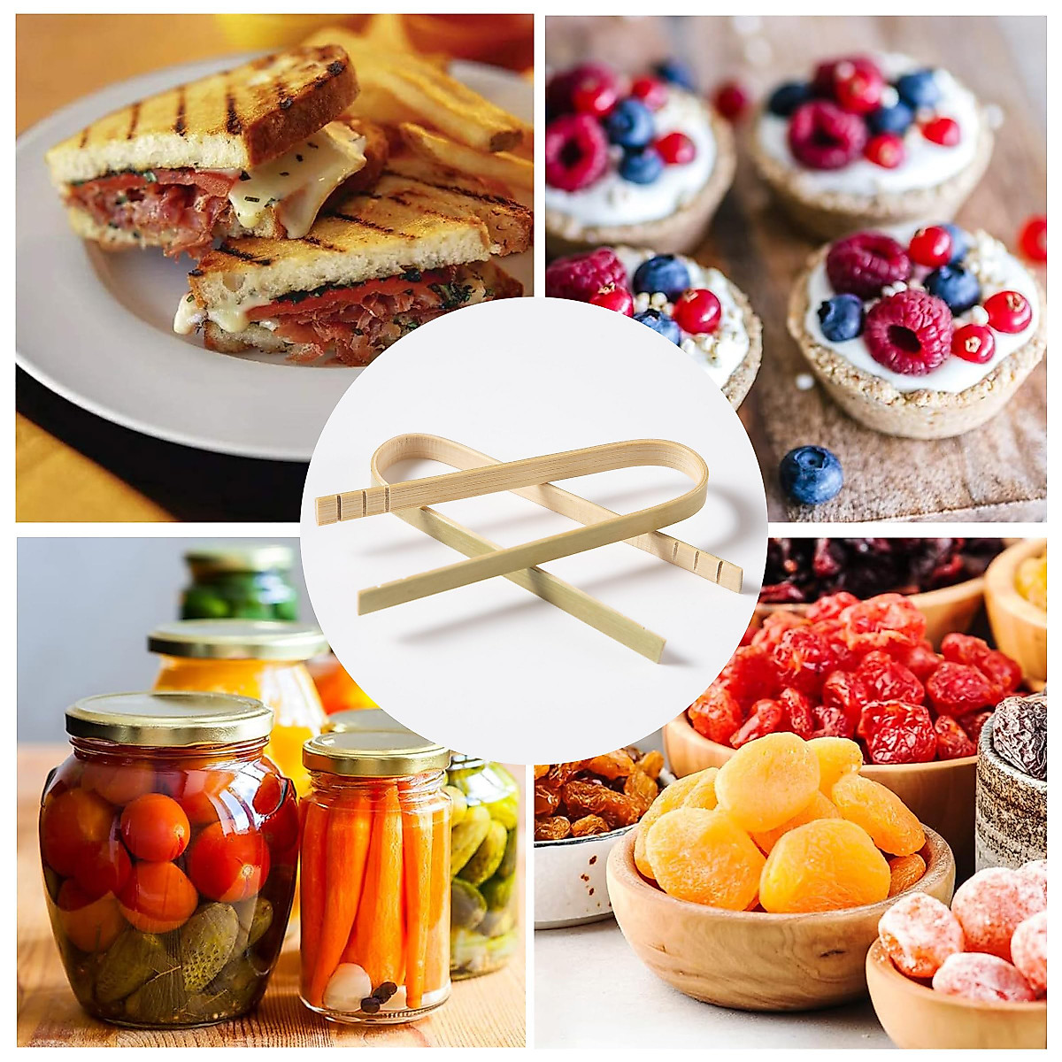 20 Pieces 10 cm Disposable Bamboo Tongs Kitchen Utensils Bread Tongs Natural Bread Tongs for Fruits Tea Toasted Bread Kitchen