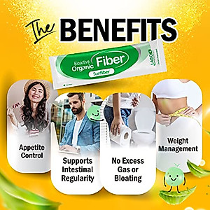 LABO Nutrition Bioactive Organic Fiber, Sunfiber Soluble Prebiotic Fiber Supplement, Support Healthy Digestive, Intestinal, Wellness with Partially Hydrolyzed Guar Gum, Low-FODMAP, Non-GMO, 30 Sachets