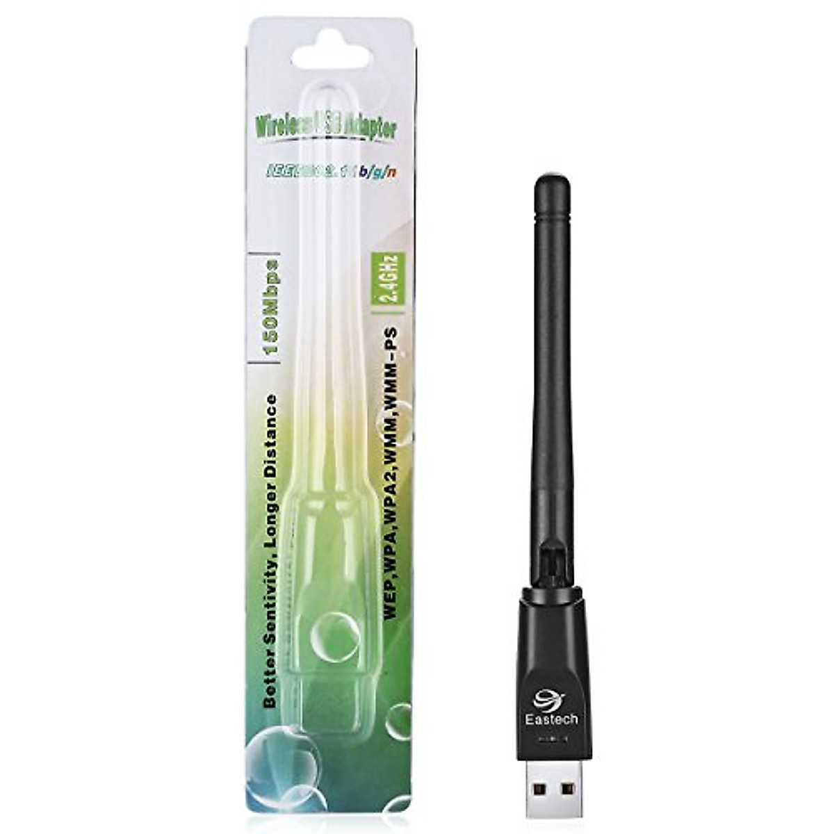 EASTECH Wireless WiFi USB Dongle Stick Adapter RT5370 150Mbps for MAG 254 250 255 270 275 IPTV Set-Top Box, Jynxbox, Linkbox, Raspberry Pi, Pc Laptops Desktop, for Win7, Win8, Mac OS, Linux