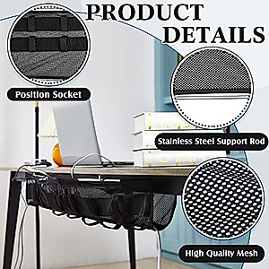 40 Inch Desk Cable Management Tray, Cord Organizer, and Cable Concealer with 12 Adjustable Straps for Home or Office with 10 Nylon Cable Ties, 5 Hole Cable Ties, and 10 Hook and Loop Cable Ties